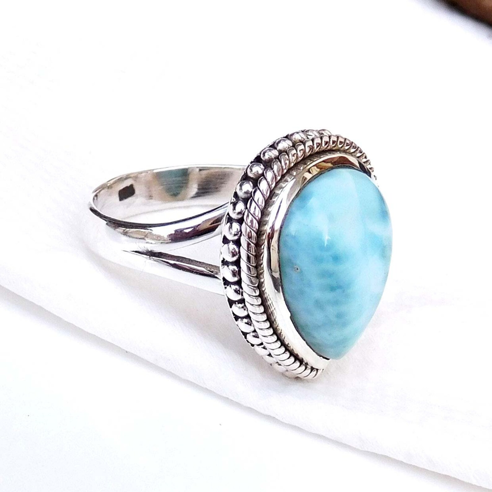 Lariamr Ring Natural Larimar Ring 925 Sterling Silver | Etsy