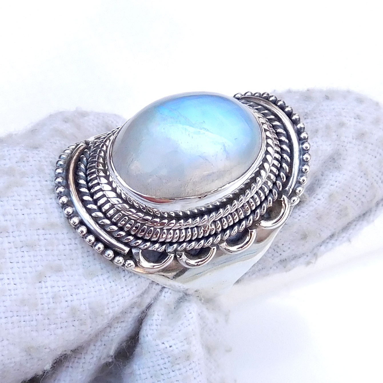 Moonstone Ring Solid Silver Handmade Ring Men's Ring - Etsy