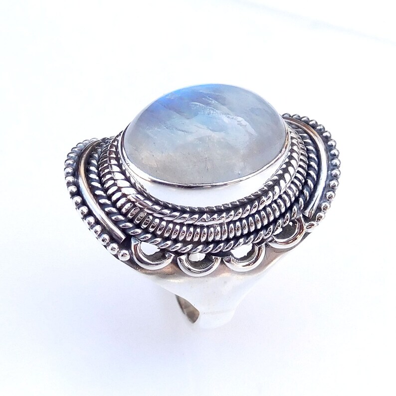 Moonstone Ring Solid Silver Handmade Ring Men's Ring | Etsy