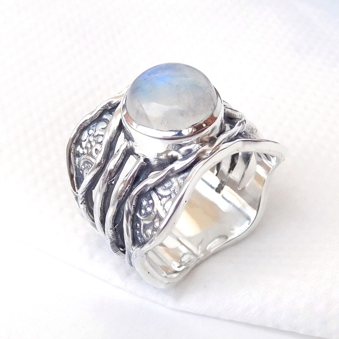 Moonstone Ring Men's Silver Moonstone Ring 925 Sterling | Etsy