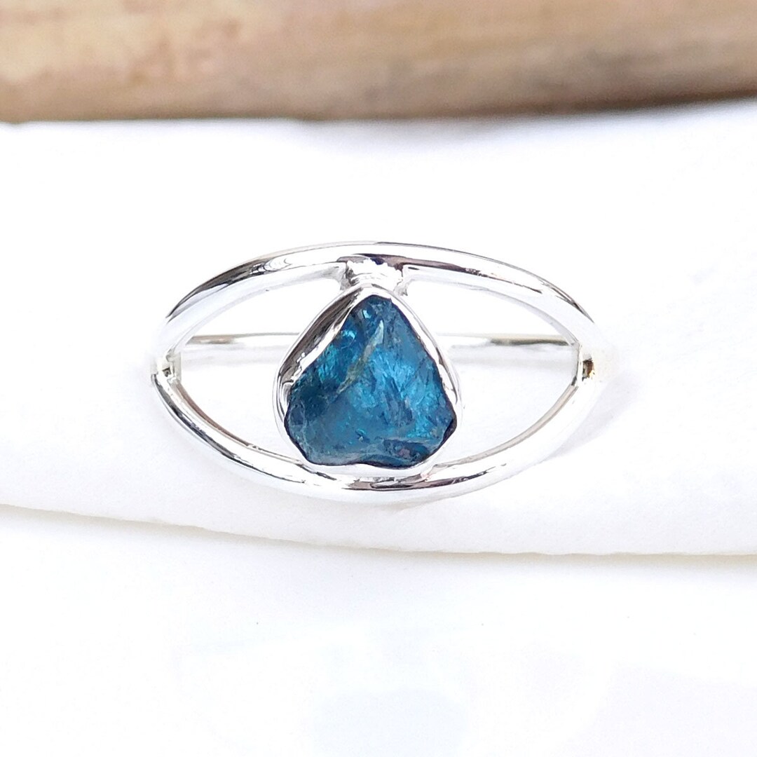 Apatite Ring, Raw Apatite Ring, Apatite Crystal Ring, 925 Sterling ...