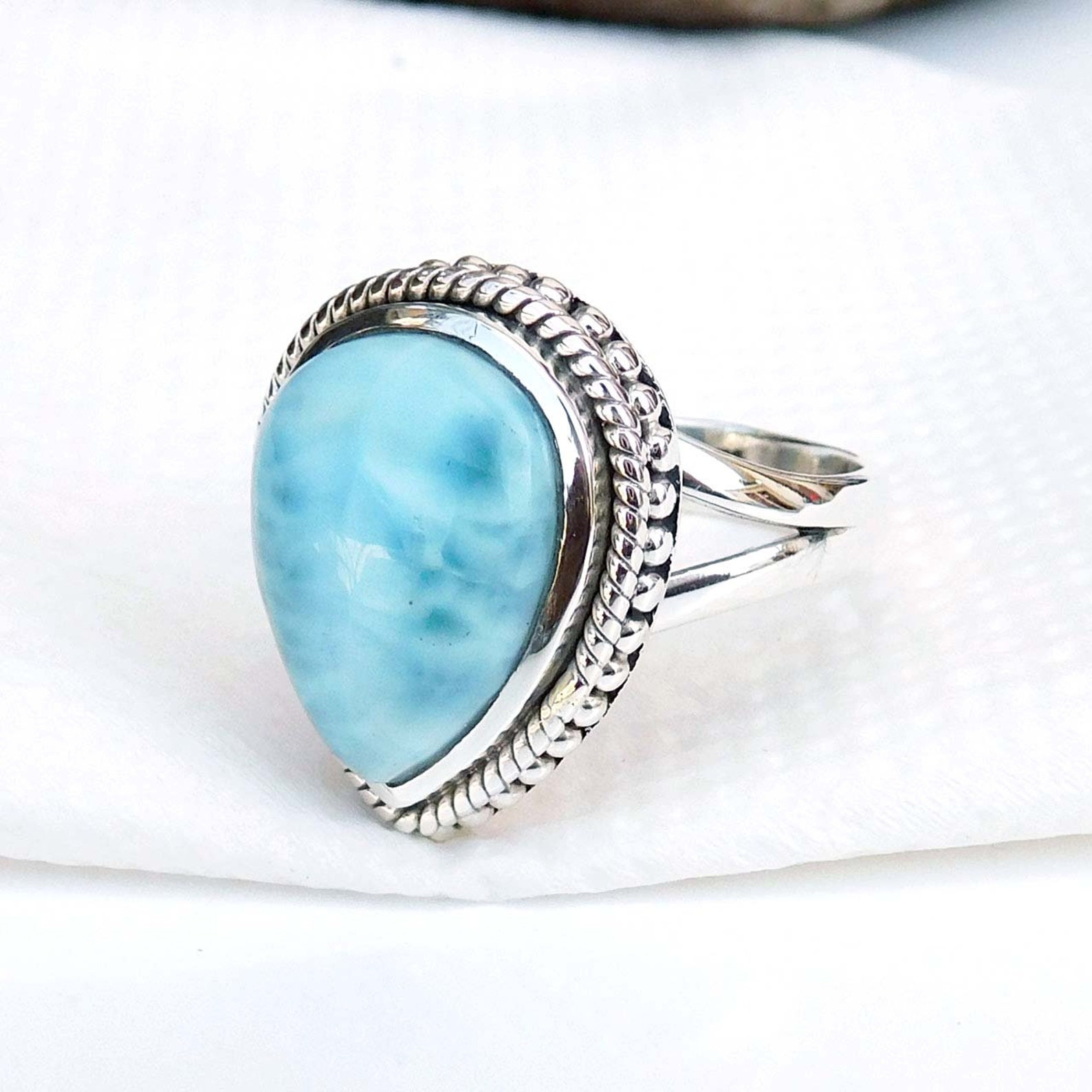 Lariamr Ring Natural Larimar Ring 925 Sterling Silver | Etsy