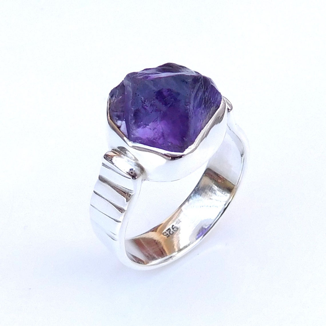 Raw Amethyst Ring Natural Raw Amethyst Ring Purple Amethyst | Etsy