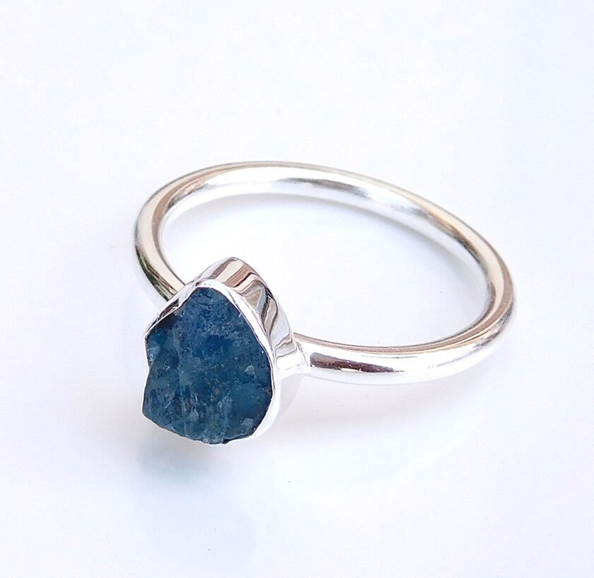 Natural Apatite Ring Raw Apatite Ring Blue Apatite Ring - Etsy