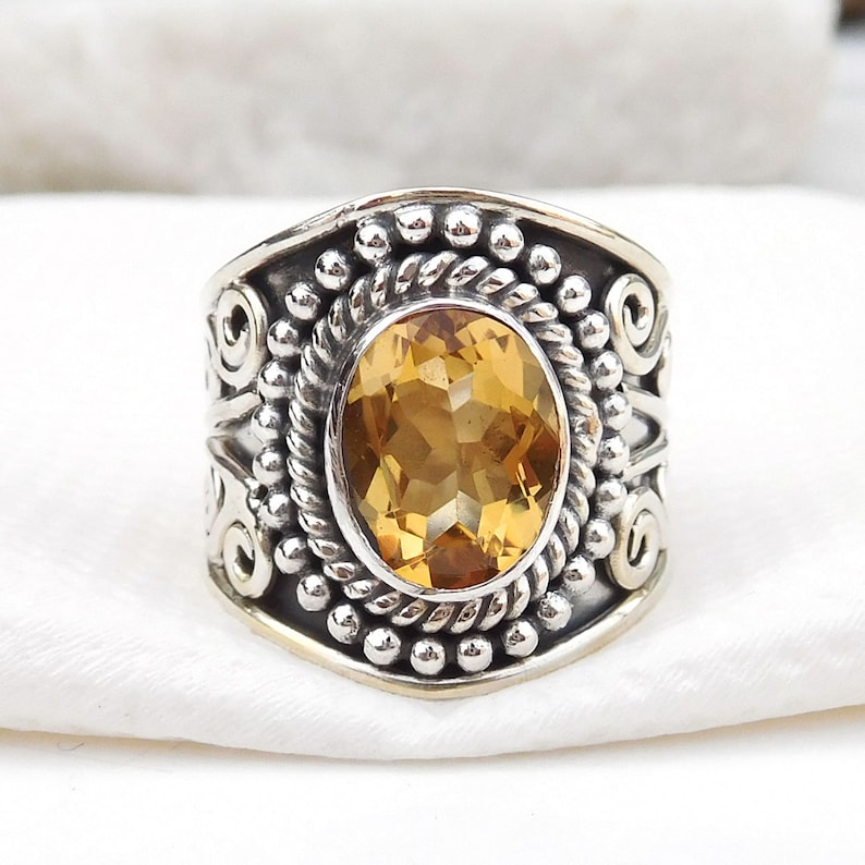 Natural Citrine Ring Yellow Citrine Ring 925 Sterling Silver - Etsy