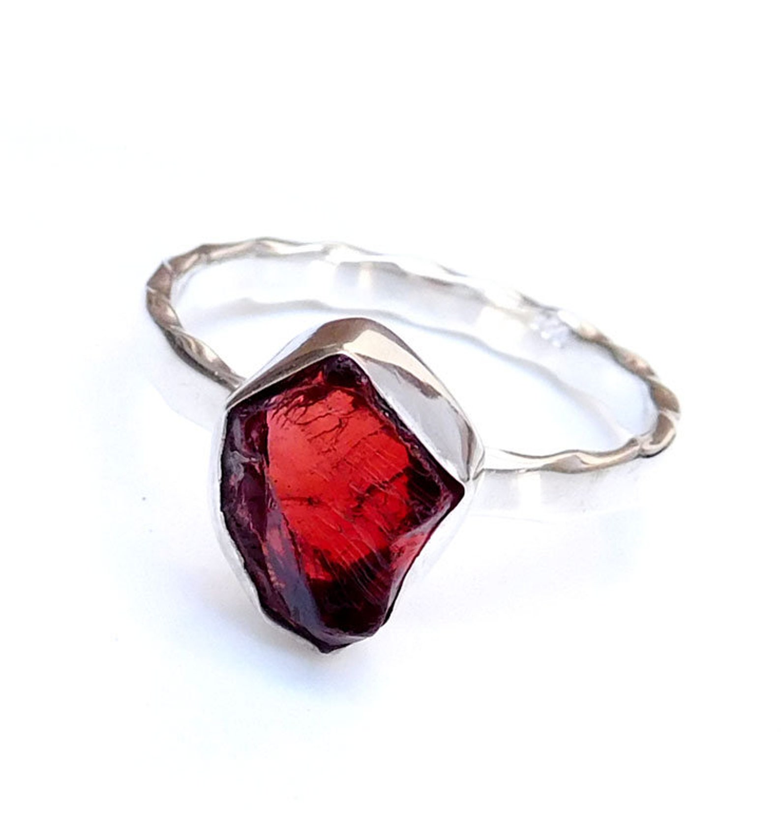 Raw Gemstone Ring Rough Garnet Ring Natural Raw Gemstone | Etsy