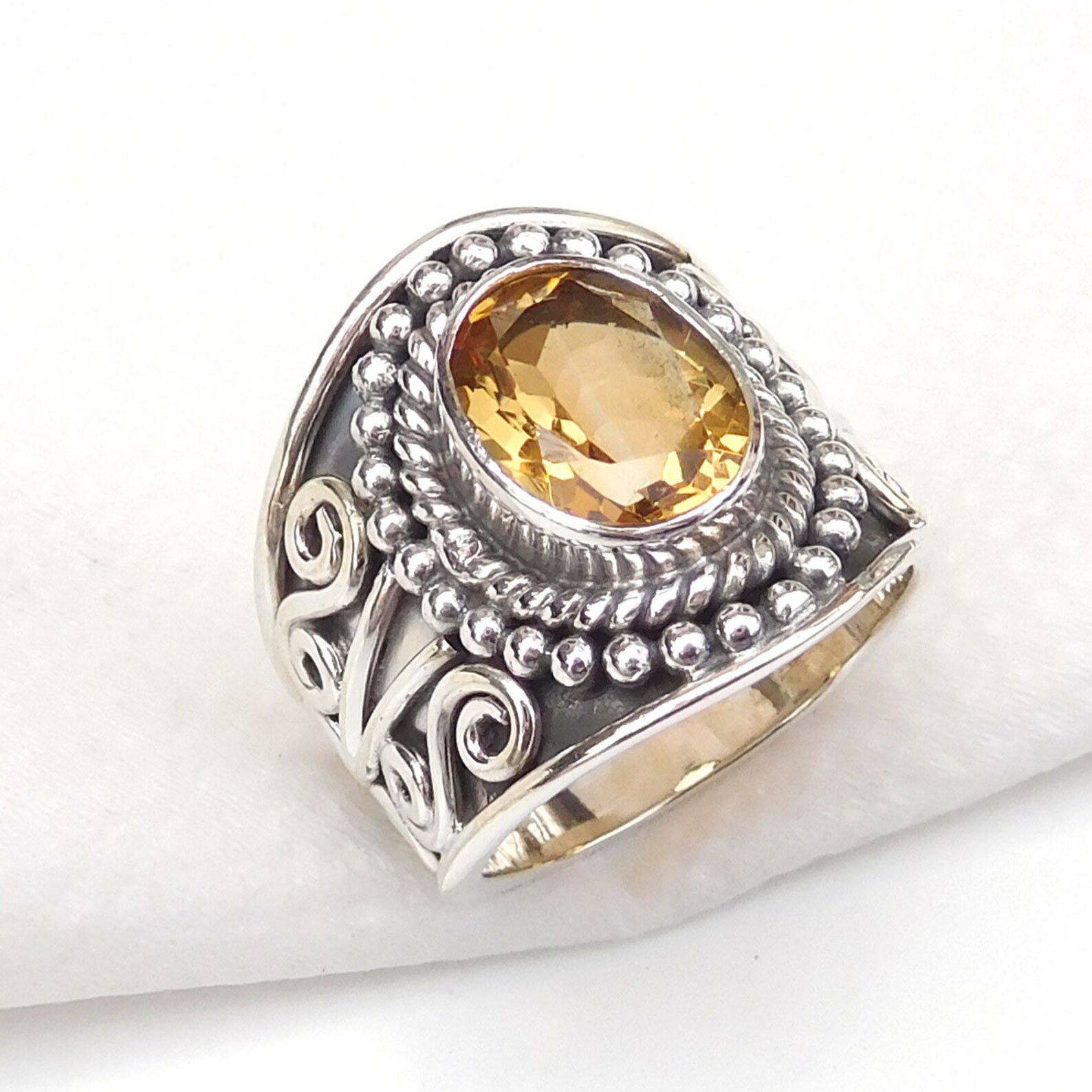 Natural Citrine Ring Yellow Citrine Ring 925 Sterling Silver | Etsy