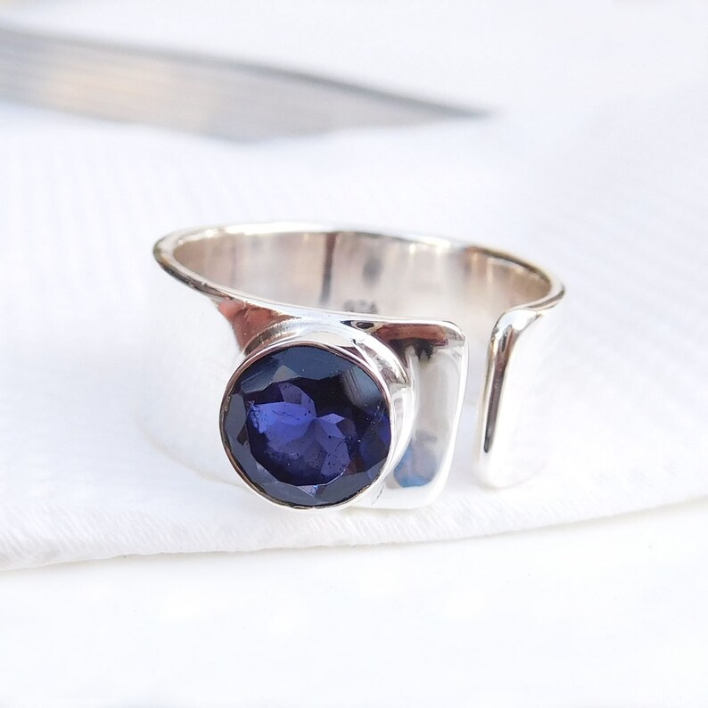 Natural Iolite Ring 7 Mm Round Iolite Ring Blue Iolite Ring - Etsy
