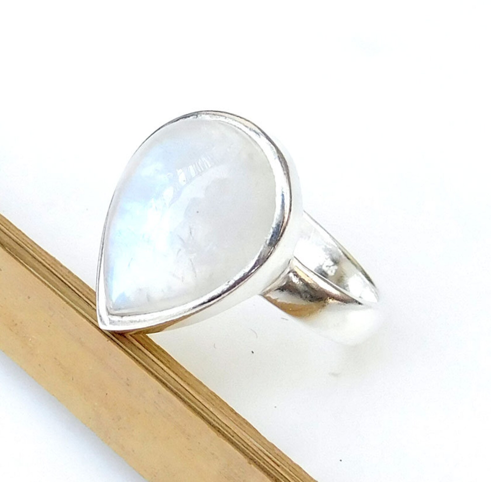 Moonstone Ring Pear Drop Ring 925 Sterling Silver Ring | Etsy