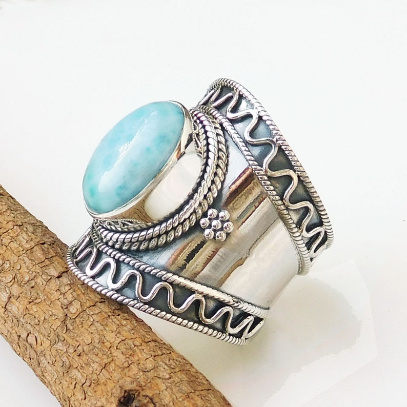 Larimar Ring Natural Larimar Ring Men's Larimar Ring - Etsy