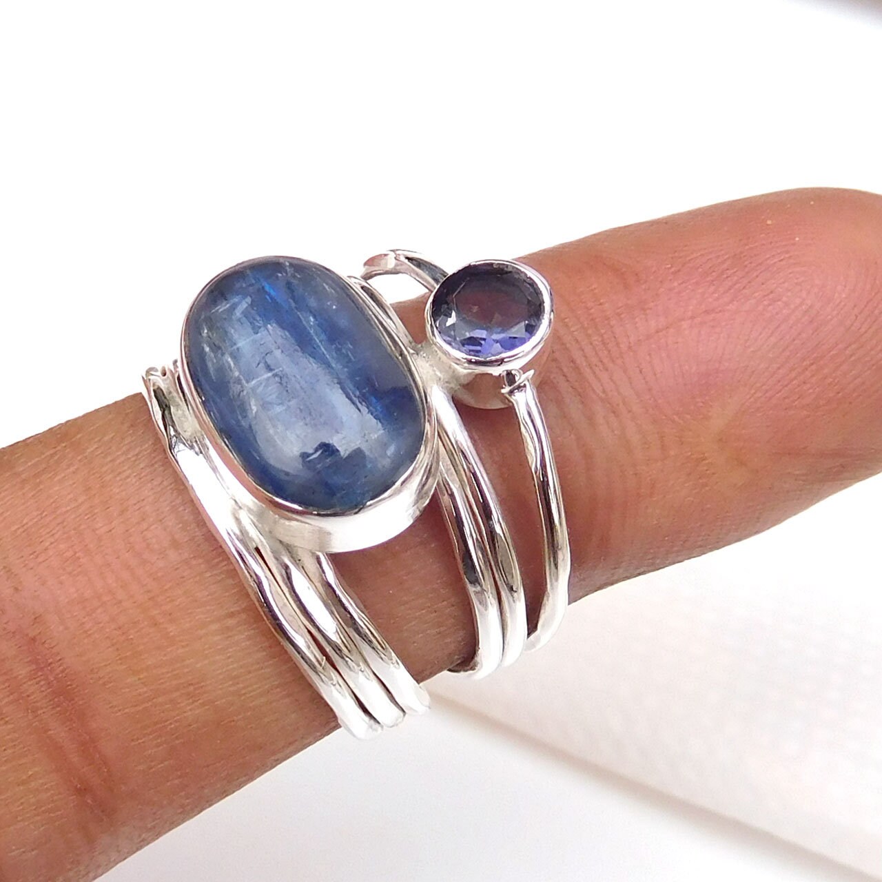 Kyanite Ring Kyanite & Iolite Ring 925 Sterling Silver Blue - Etsy