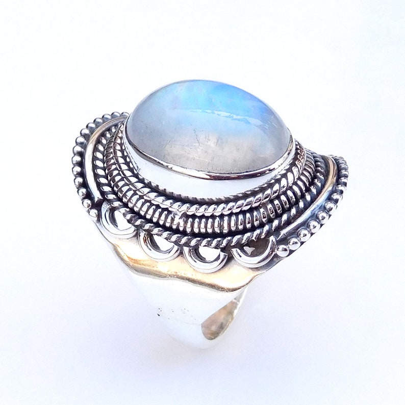 Moonstone Ring Solid Silver Handmade Ring Men's Ring | Etsy