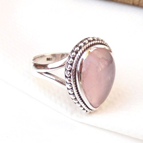 Rose Quartz Sterling Silver Handmade Ring Gift for Her Pink - Etsy