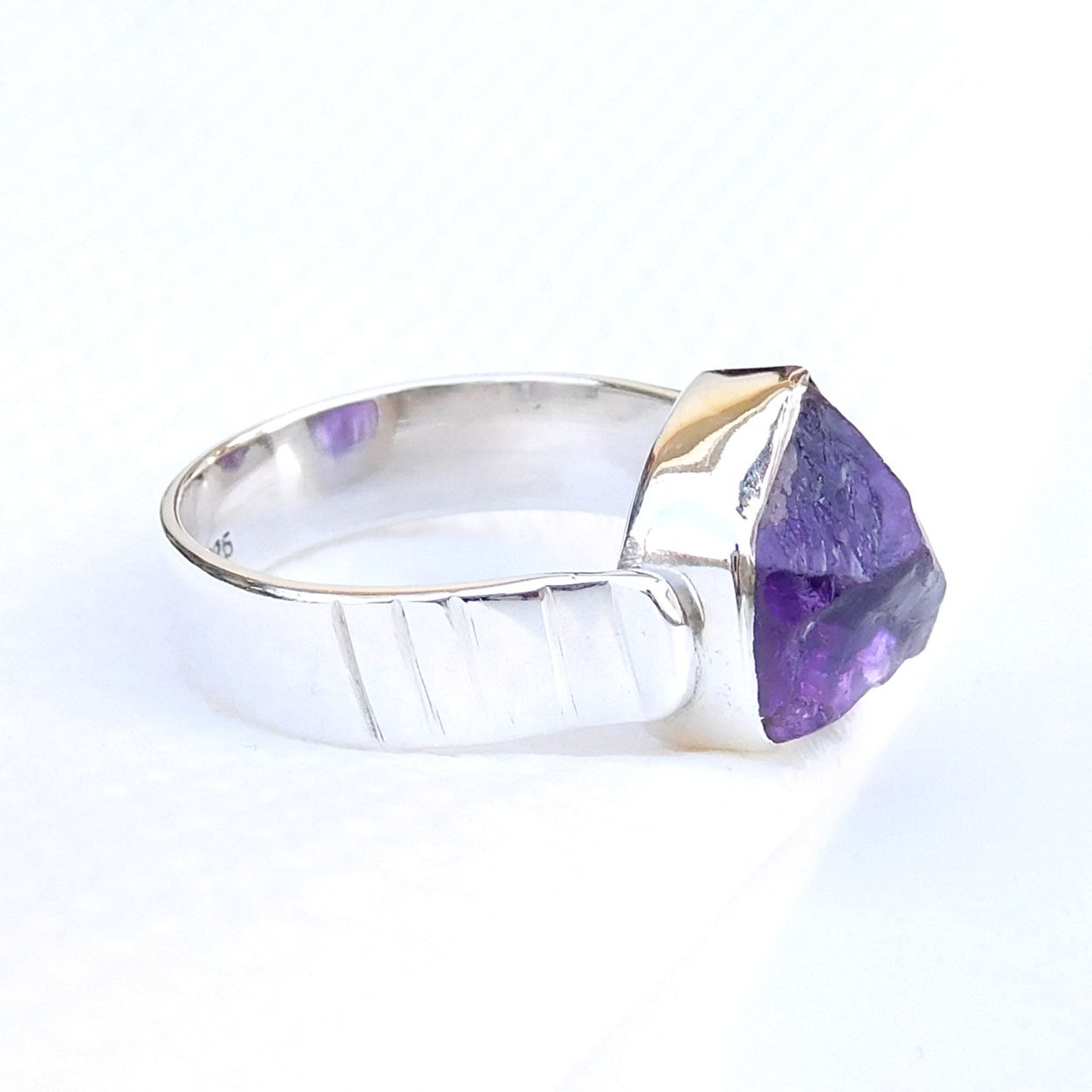 Raw Amethyst Ring Natural Raw Amethyst Ring Purple Amethyst - Etsy