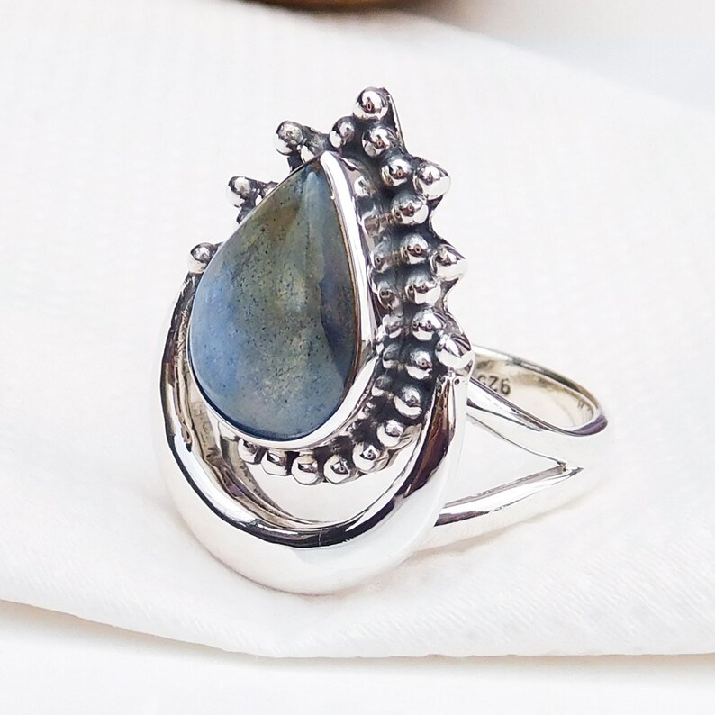 Labradorite Ring 925 Sterling Silver Labradorite Ring Blue | Etsy