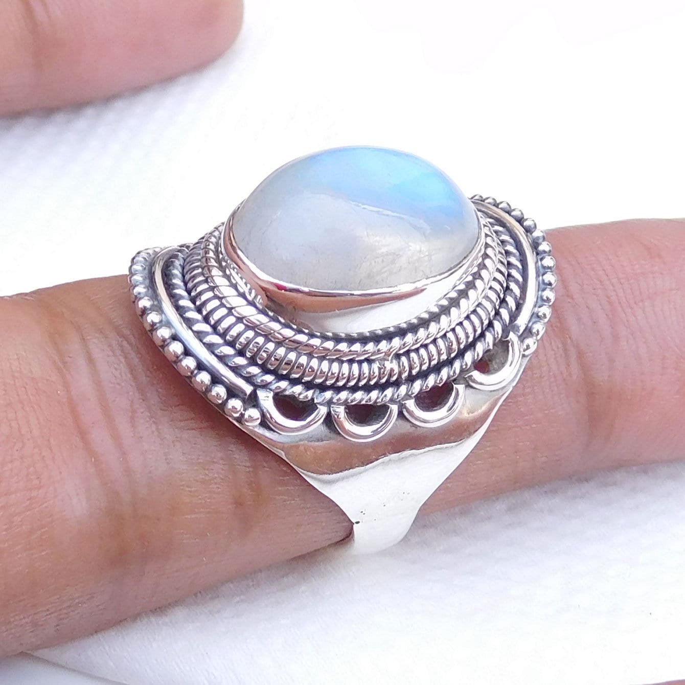 Moonstone Ring Solid Silver Handmade Ring Men's Ring - Etsy