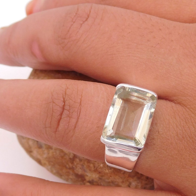 Green Amethyst Ring Natural Green Amethyst Ring 925 Sterling - Etsy