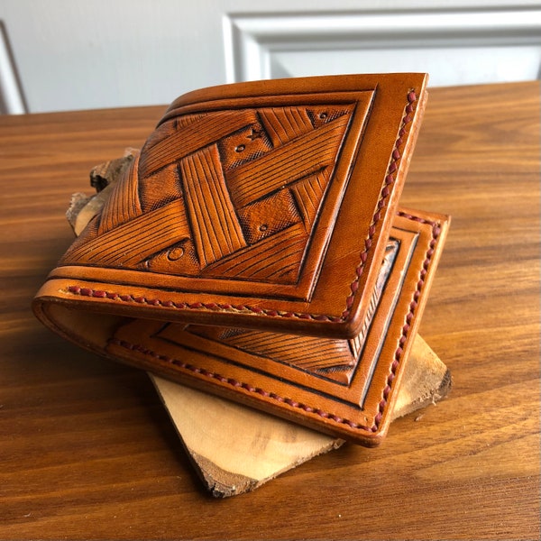 Hand Tooled Leather Wallet - Etsy