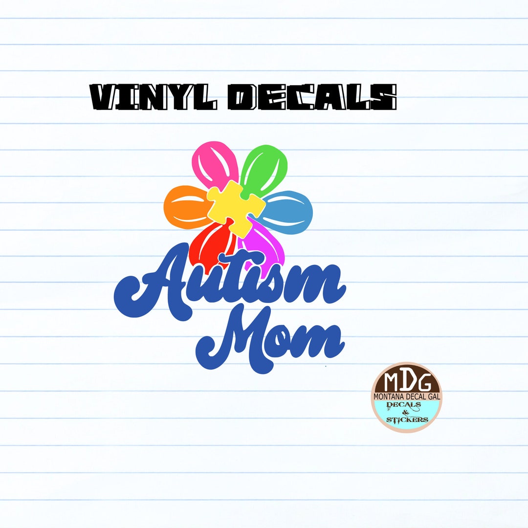 Autism Mom Flower Awareness Decal for Car Character Autism Acceptance ...