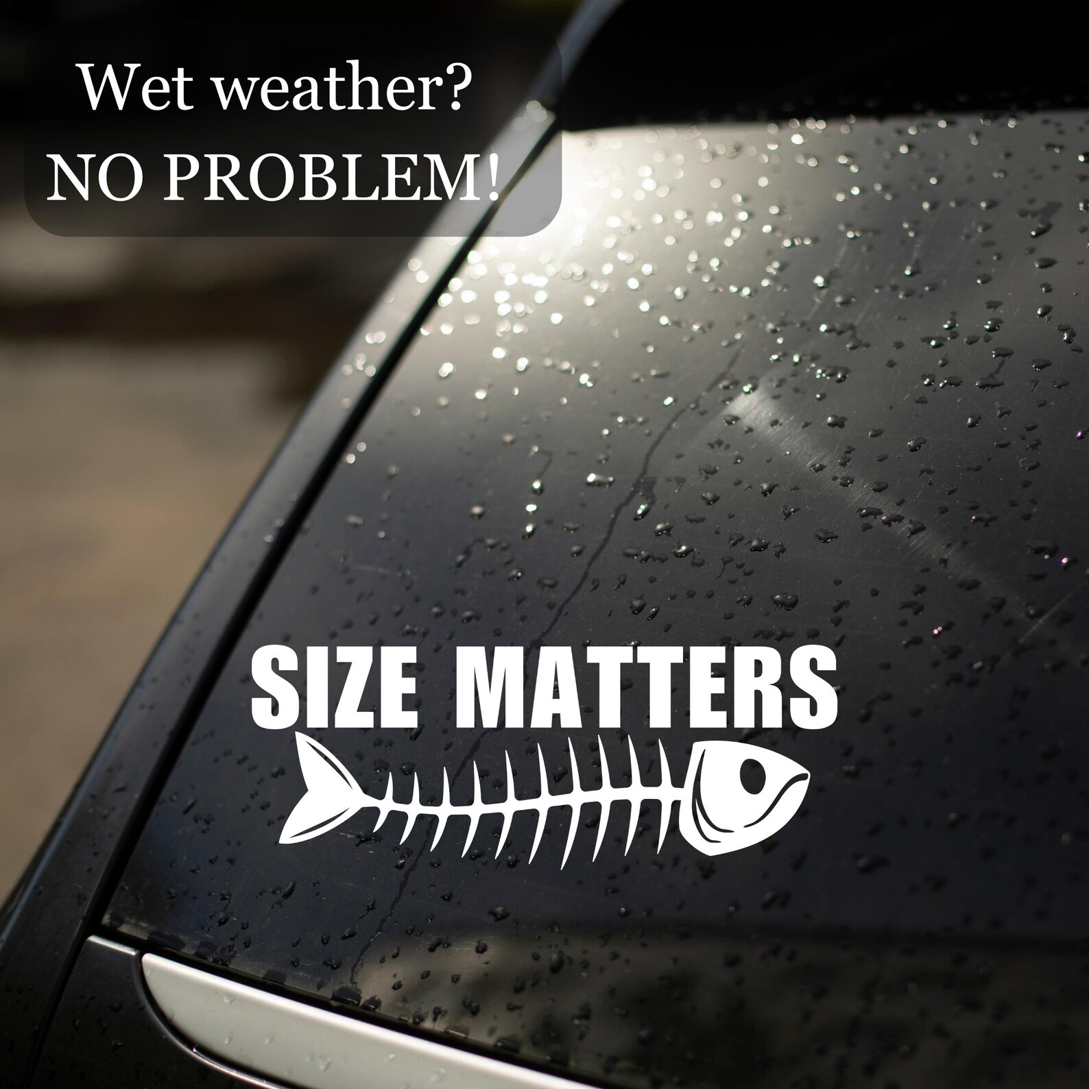 Size Matters Fishing Decal | Funny Bone Fish Design for Outdoor Gifts ...