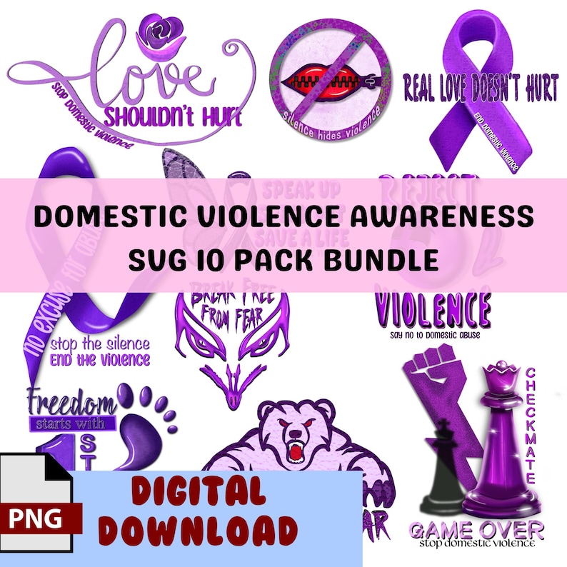 Domestic Violence Awareness SVG Bundle | Purple Ribbon Survivor ...