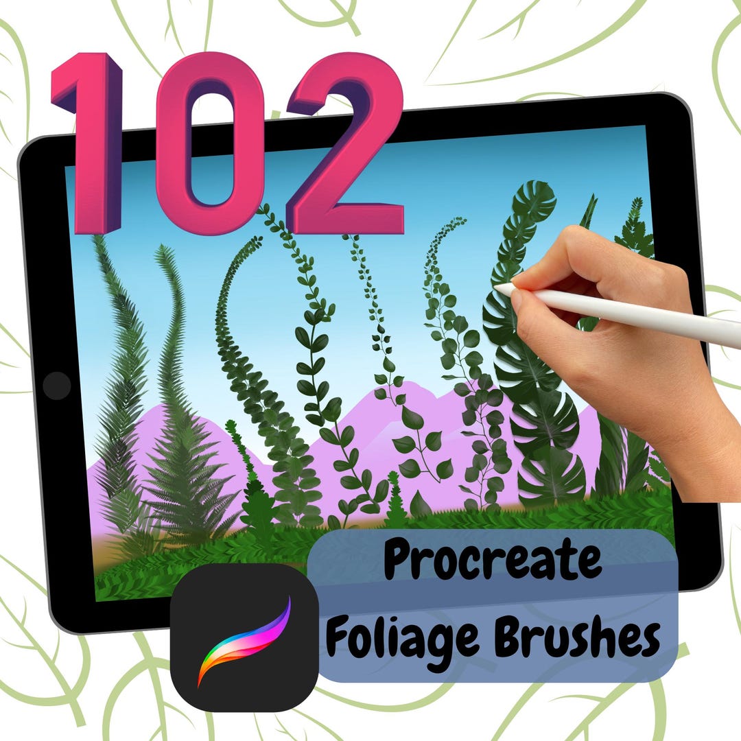 Procreate Foliage Leaf Stamp Tree Brushes Bundle for Digital iPad Art ...