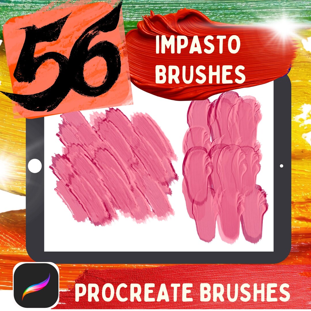 Impasto Procreate Brush Set – 56 Thick Textured Paint Brushes (tapered ...