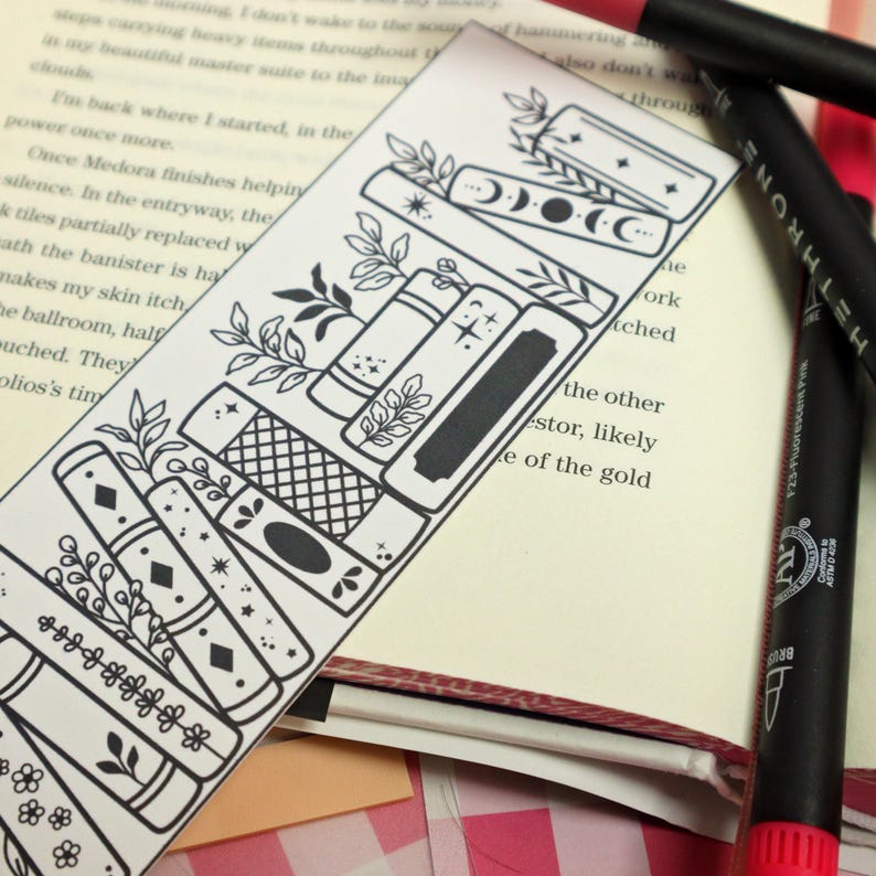 Bookmarks to Color, Book Lover Gift, Celestial Dreams, Florals, Bookish ...
