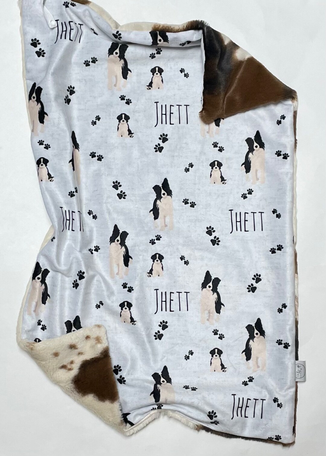 Personalized Border Collie Faux Fur Lovey, Security Blanket, Baby Girl ...