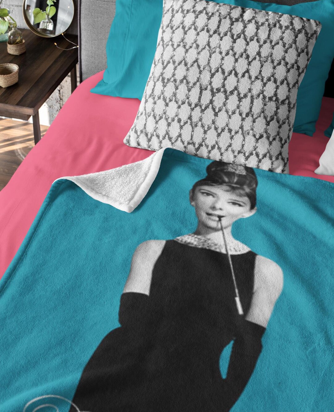 Audrey Hepburn Plush Blanket Unique Design, Breakfast at Tiffany's ...