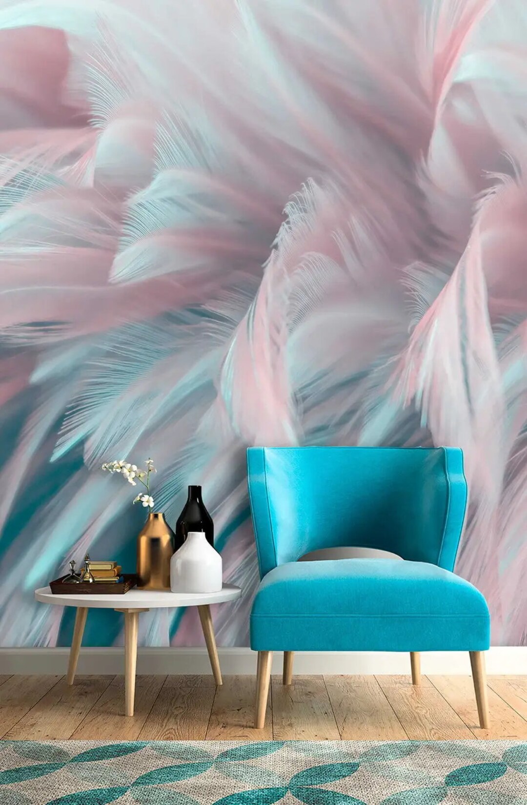 Feather Wallpaper Abstract Aesthetic Colourful Purple Peel and - Etsy