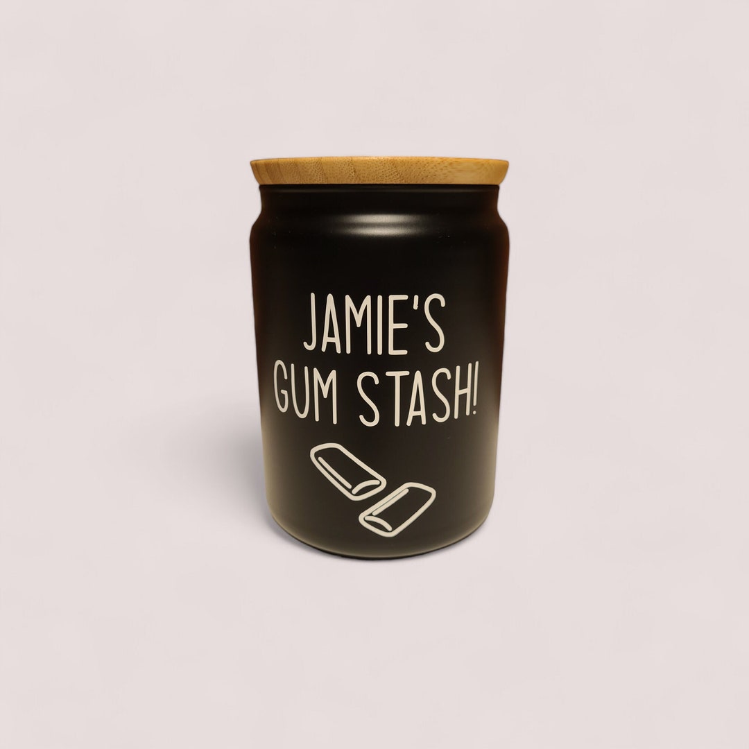 Black Personalised Chewing Gum Jar | Gum Addict Gift | Chuddy Jar ...