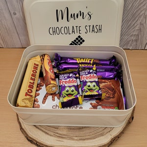 Personalised Chocolate Stash Tin With Easy Glide Lid, Chocolate Treat ...