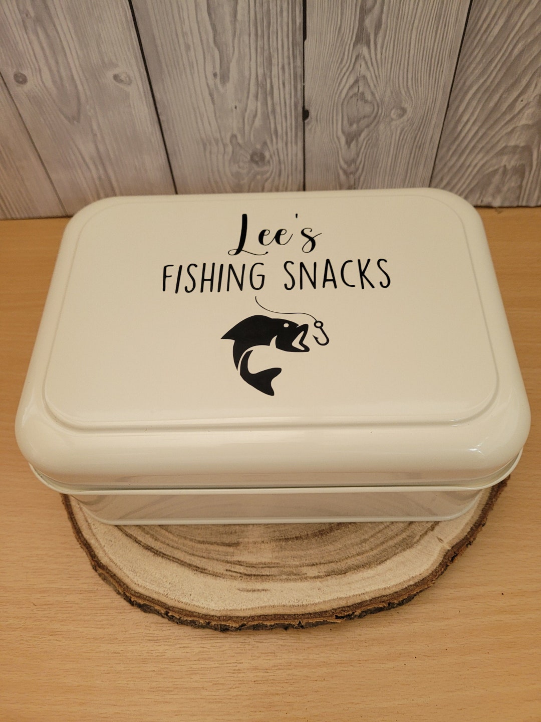 Personalised Fishing Snacks Tin With Easy Glide Lid | Fisherman Gift ...
