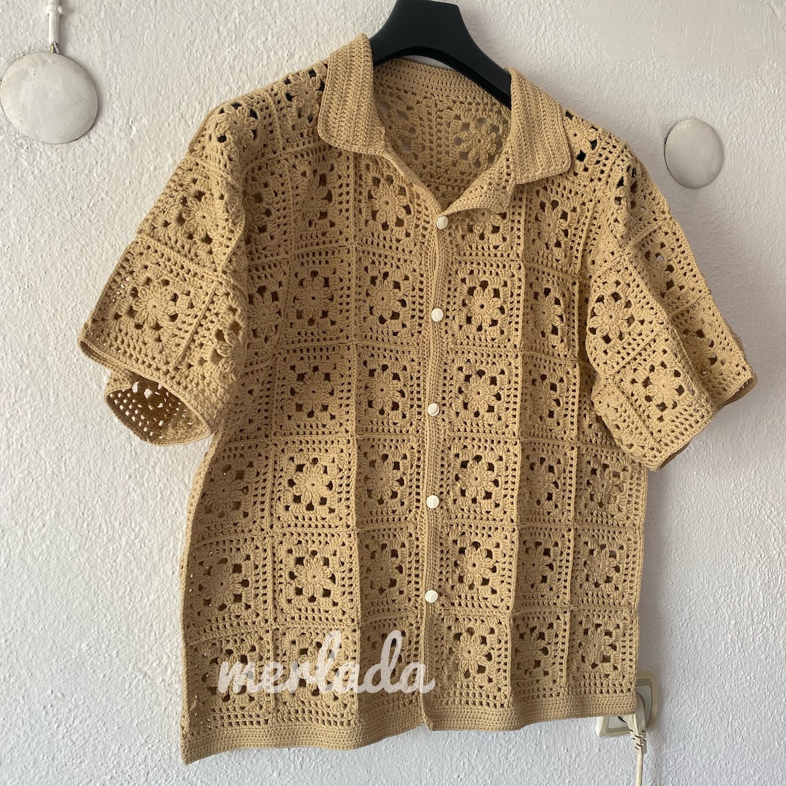 Granny Square Shirt,crochet Men Shirt,men Clothing,vintage Style ...