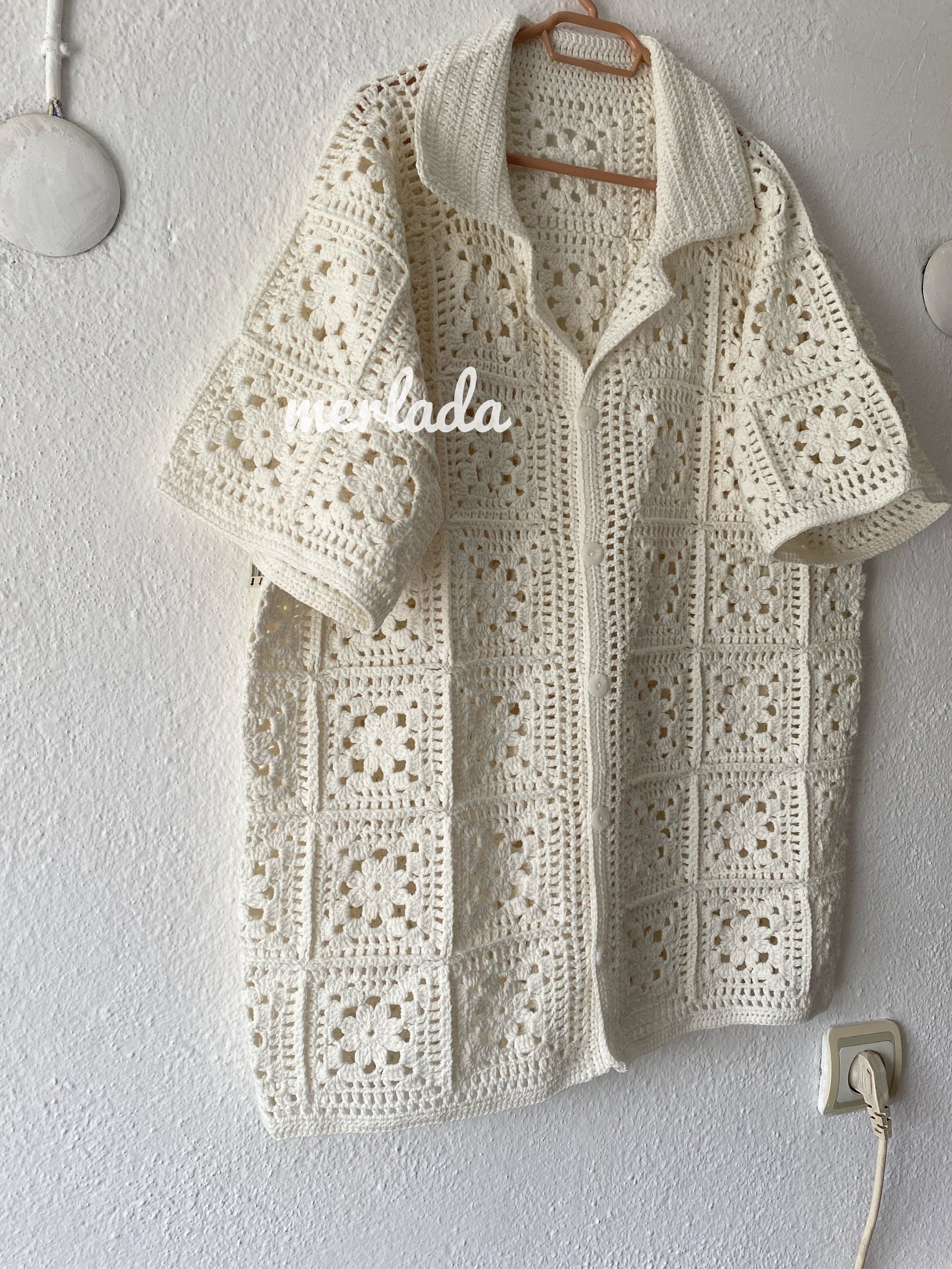 Granny Square Shirt,crochet Men Shirt,men Clothing,vintage Style ...
