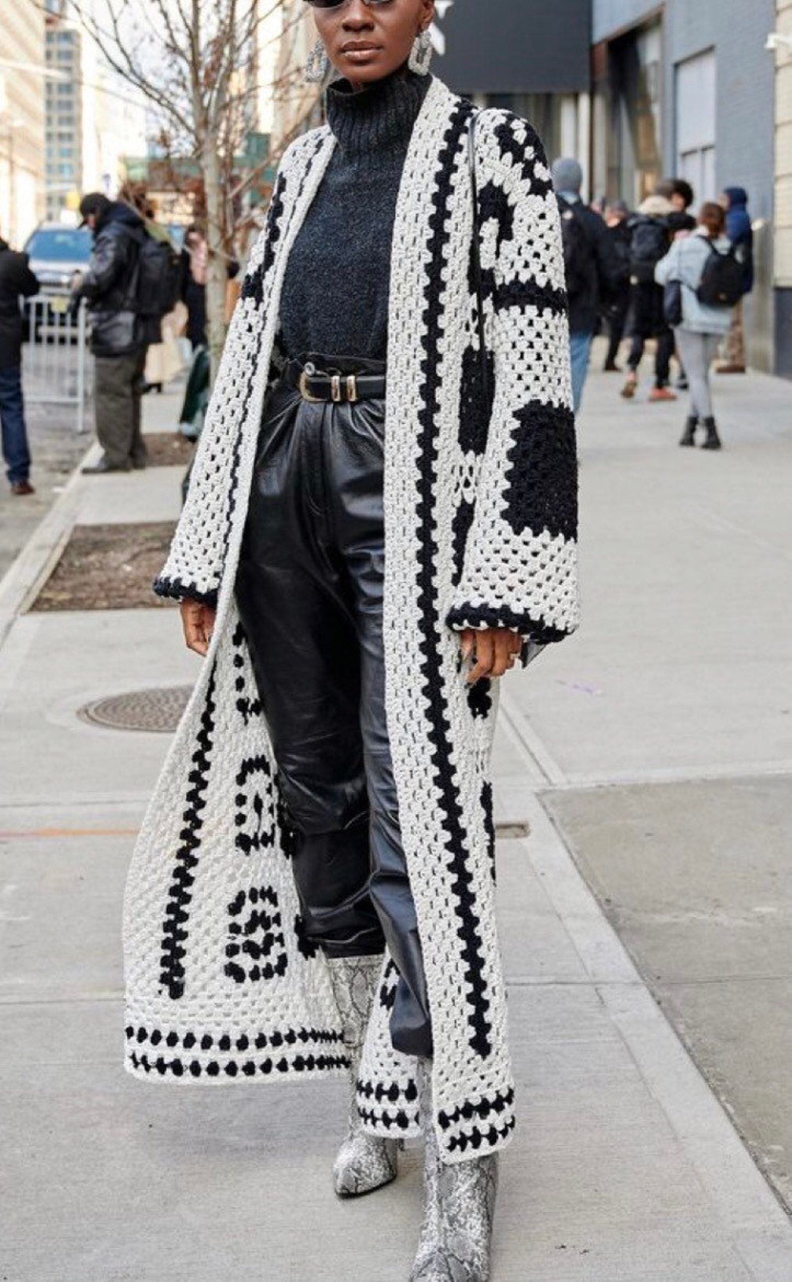 Granny Square Cardigan Crochet Long Coat Crocheting Women - Etsy