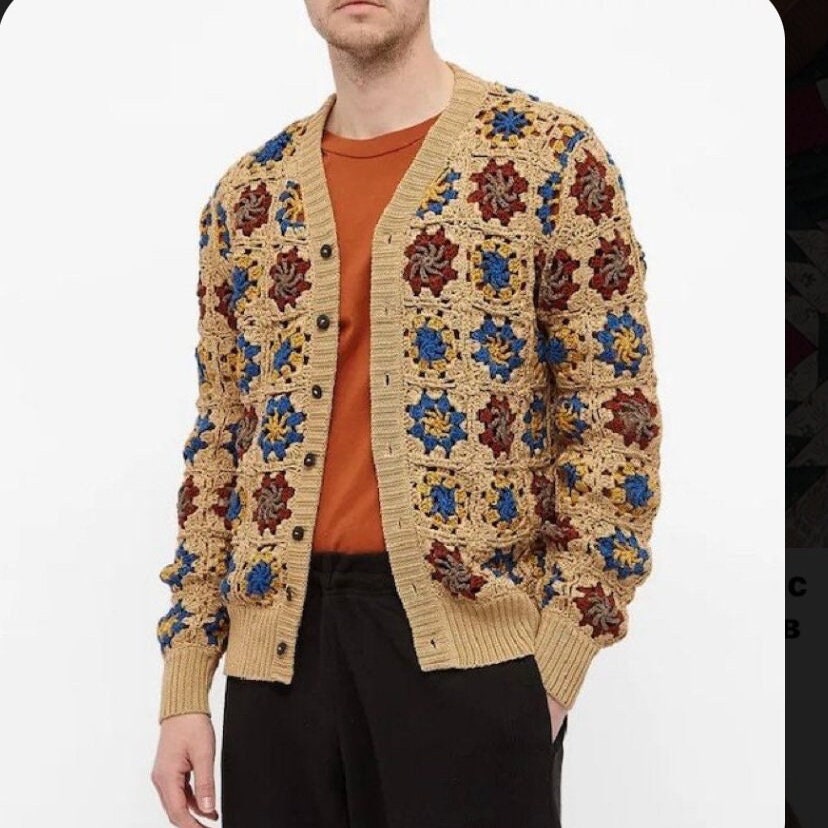 Granny Square Cardigan, Men Clothing,xmas, Crochet Men Cardigan,outfits ...