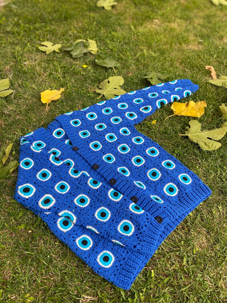Evıl Eye, Evil Eye Crochet Cardigan, Men Cardigan, Button Up, Men ...