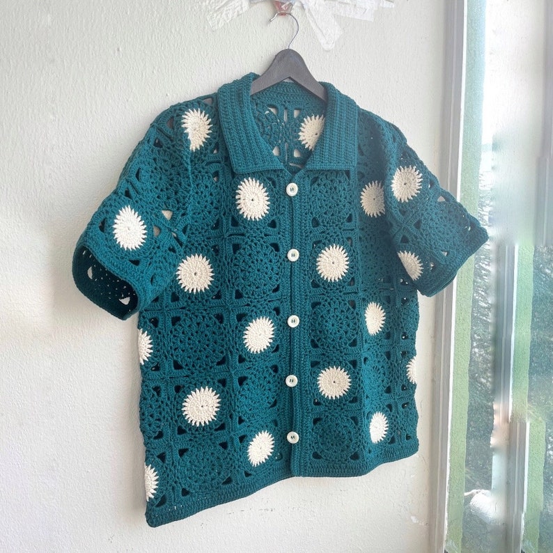 Granny Square Shirt,crochet Men Shirt,men Clothing, Vintage Style ...