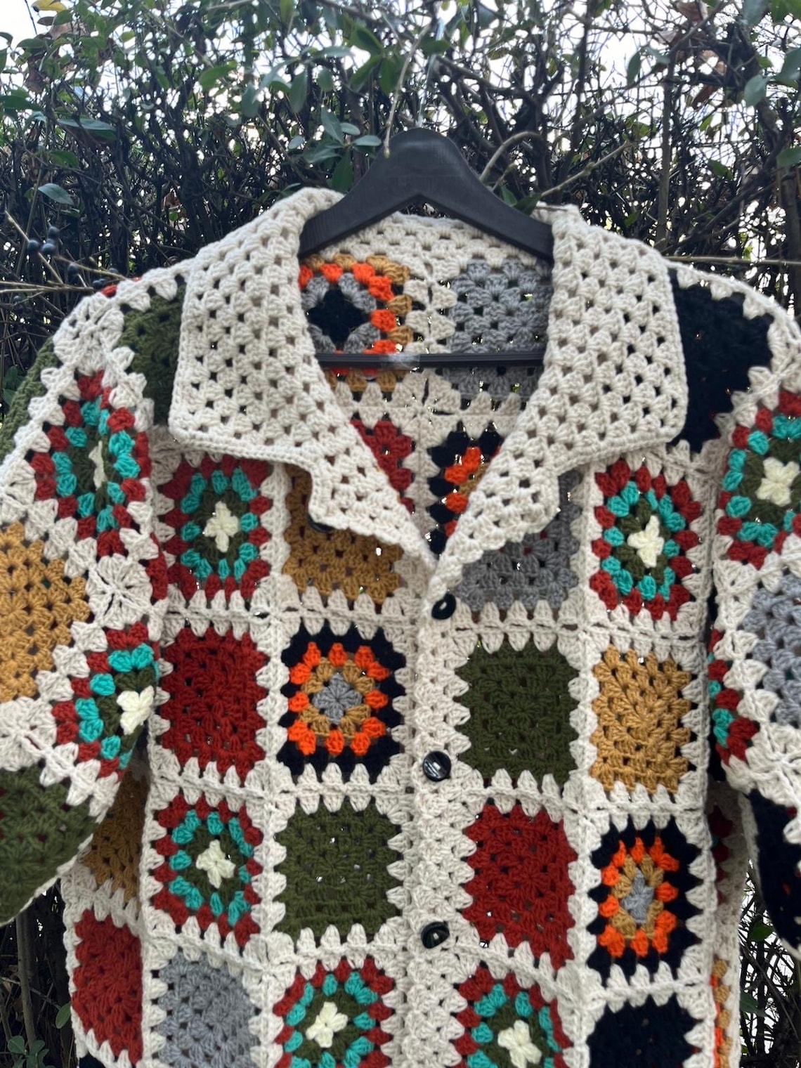Granny Square Shirt,crochet Men Shirt,men Clothing, Vintage Style ...