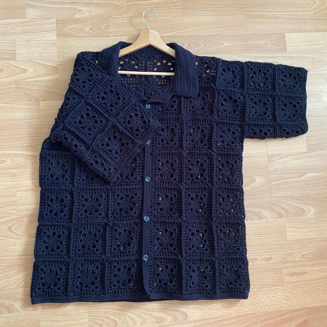 Granny Square Shirt,crochet Men Shirt,men Clothing,vintage Style ...
