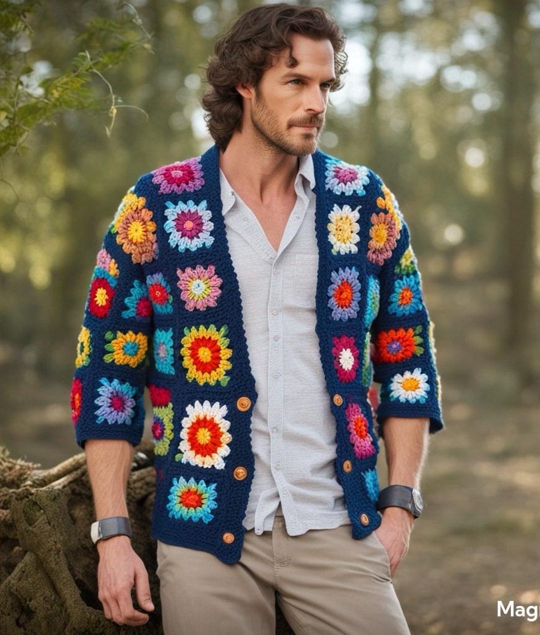 Granny Square Cardigan,men Clothing,xmas,crochet Men Cardigan,outfits ...