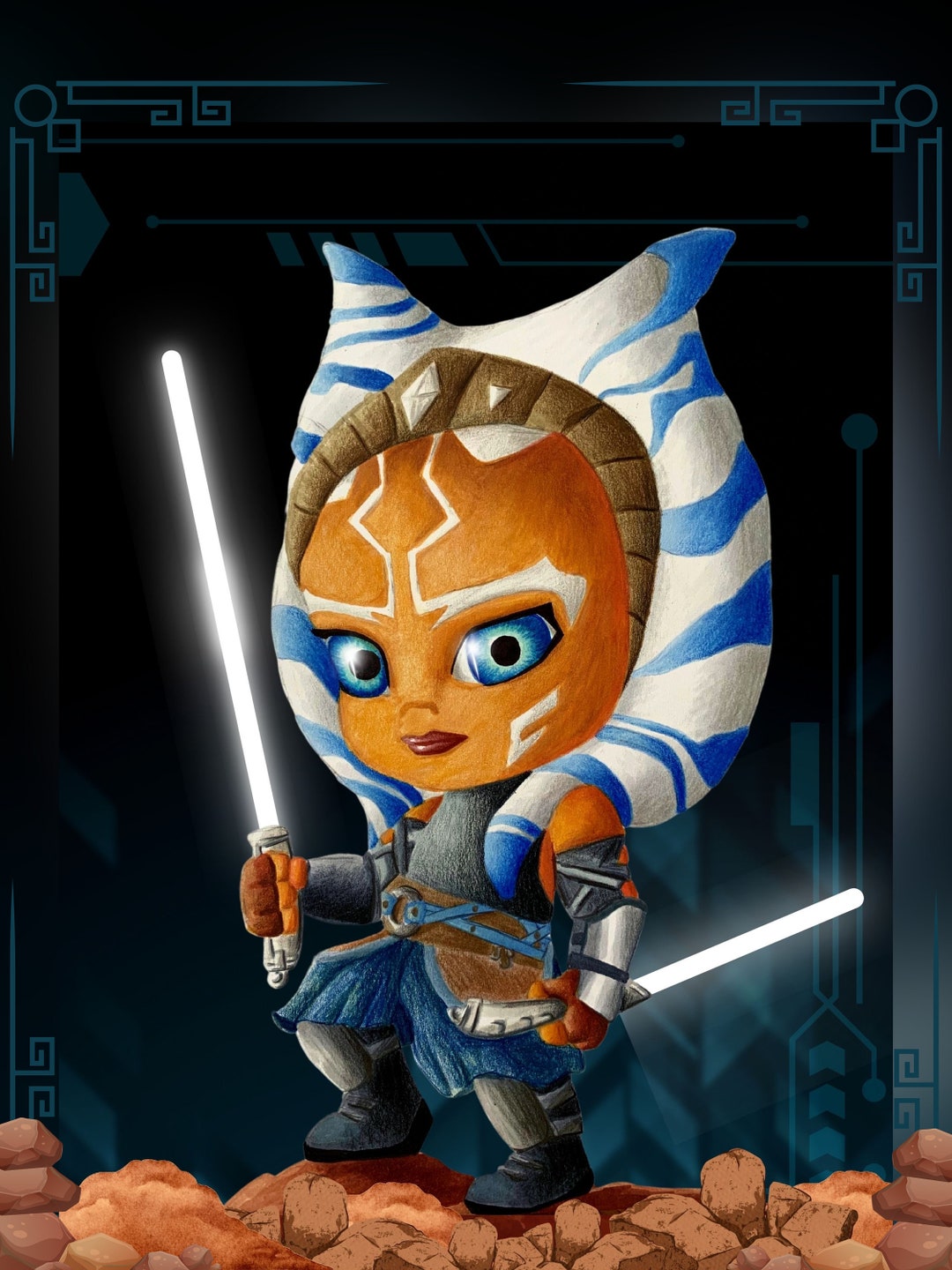 Ahsoka Tano Jedi Star Wars Chibi Poster - Etsy