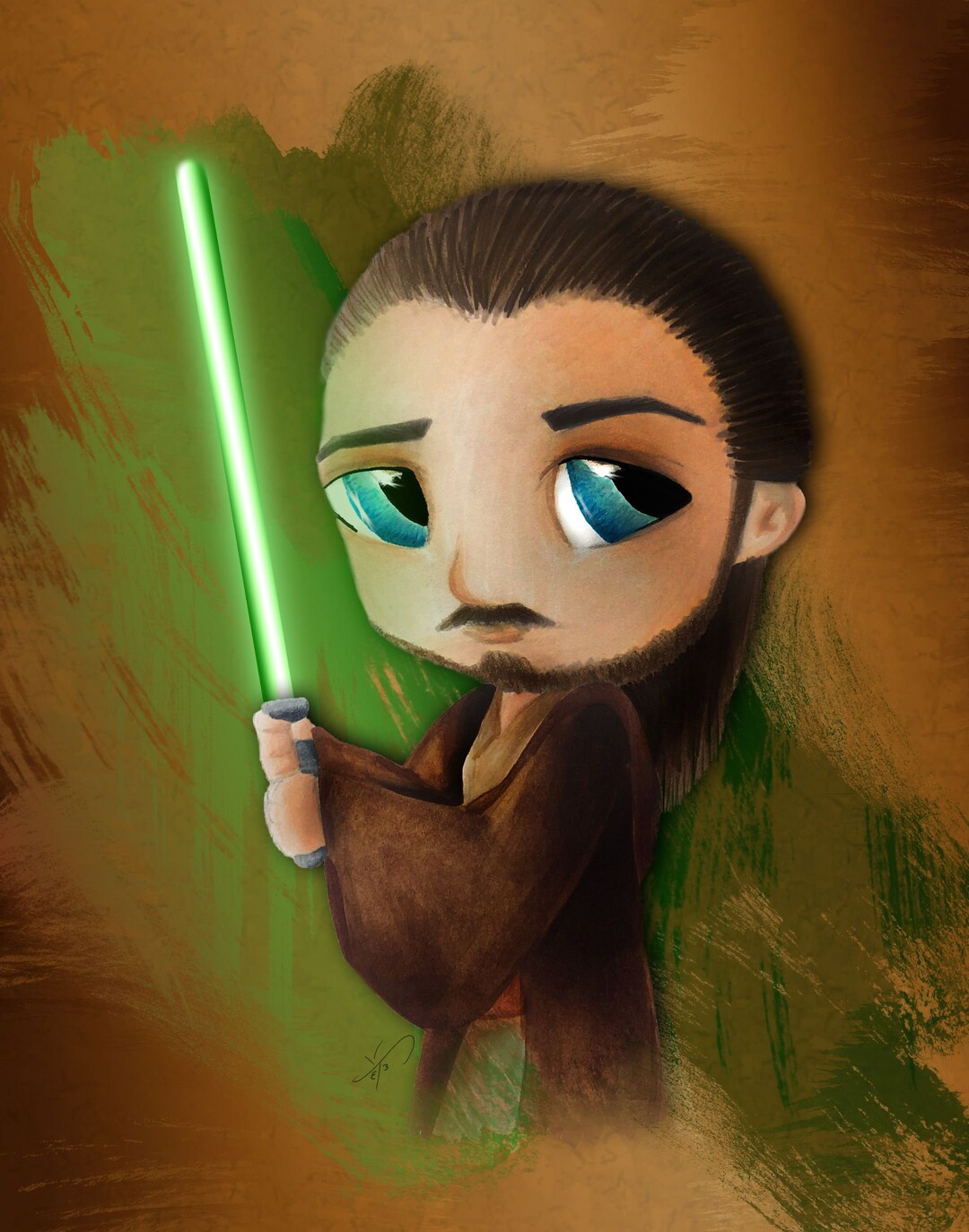 Qui Gon Jinn Star Wars Jedi Chibi Poster - Etsy Australia