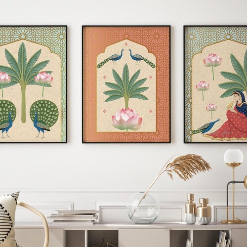 Indian Royal Raja Rani Art Set of 2 Vintage Prints Living - Etsy