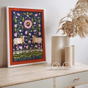 Indian Folk Art, Cow Prints, Living Room Decor, Printable, Indian ...