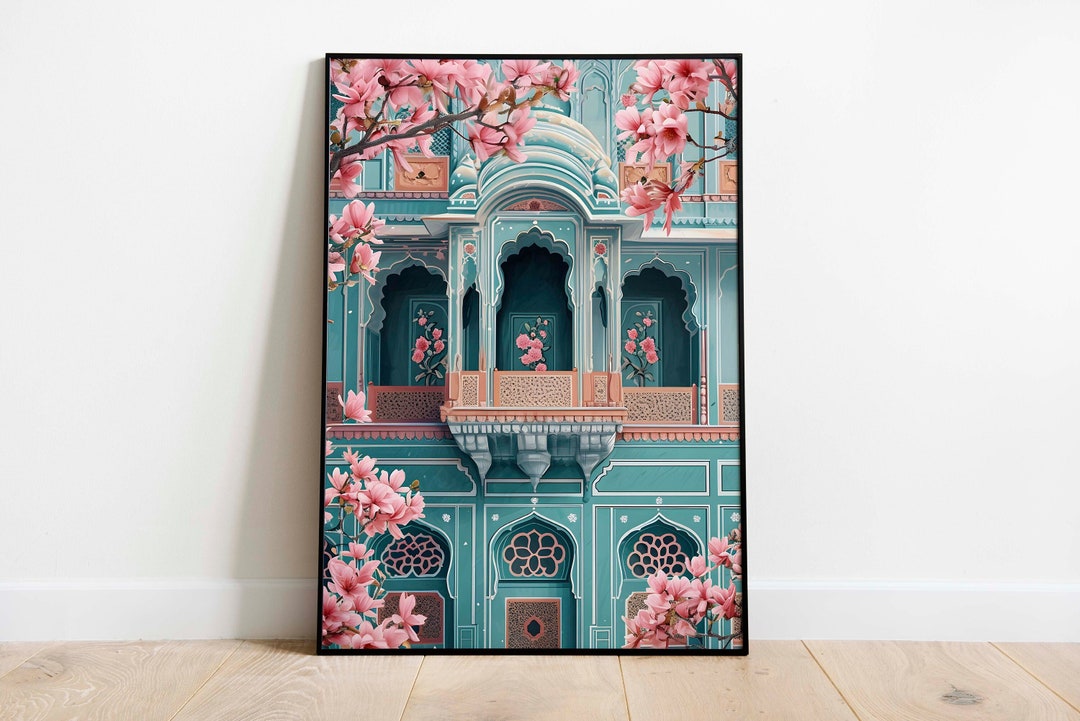 Blue Fort & Pink Cherry Blossoms, Whimsical Indian Palace, Jaipur ...