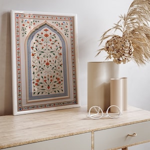 Vintage Islamic Inlay Work Wall Art, Floral Prints, Living Room Decor ...