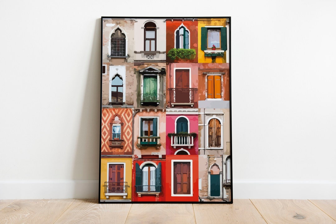 Windows Wall Art, Living Room Decor, Abstract Colourful Poster, Instant ...